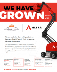 M.Takeda has merged with Altra Construction Rentals - Niagara ...