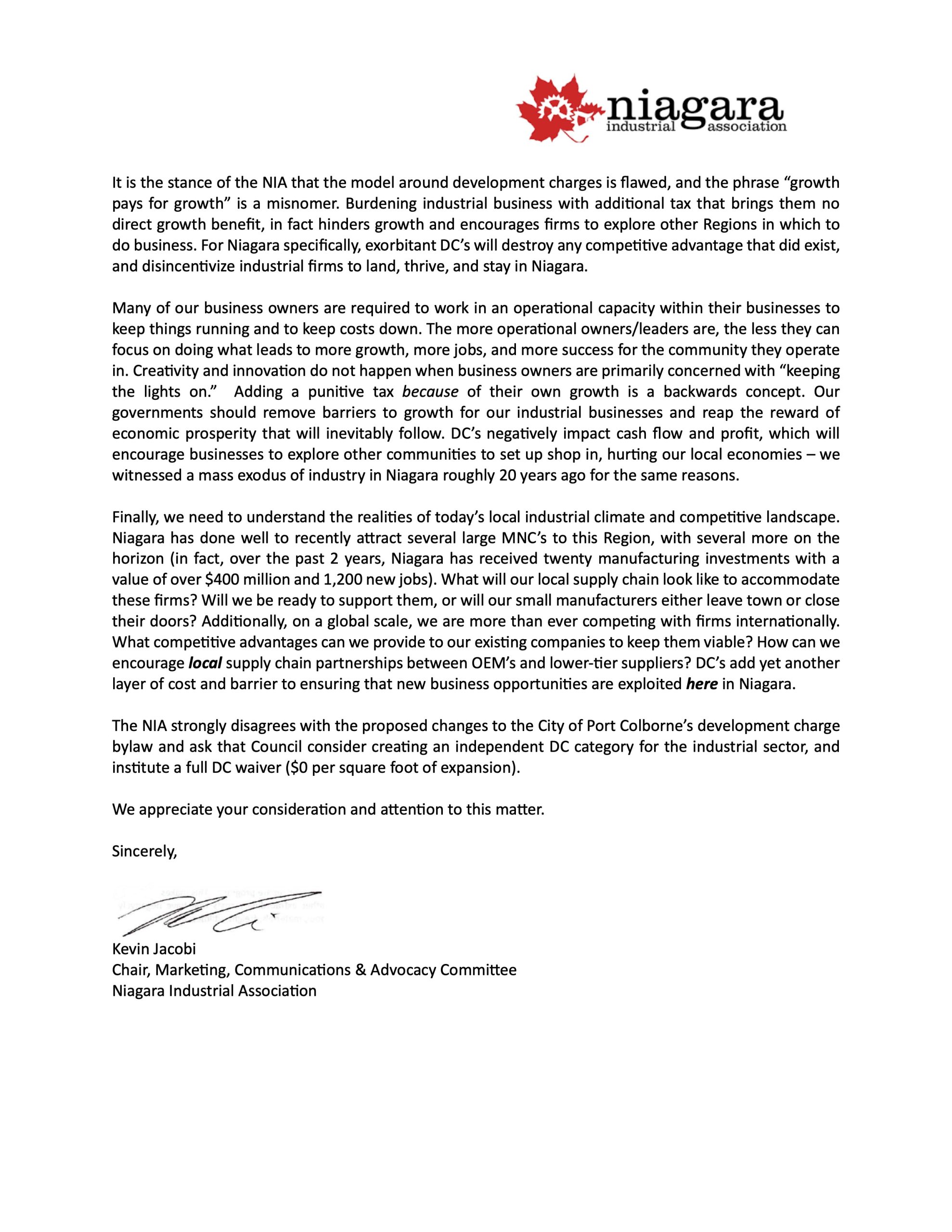 NIA Advocacy Efforts - Niagara Industrial Association